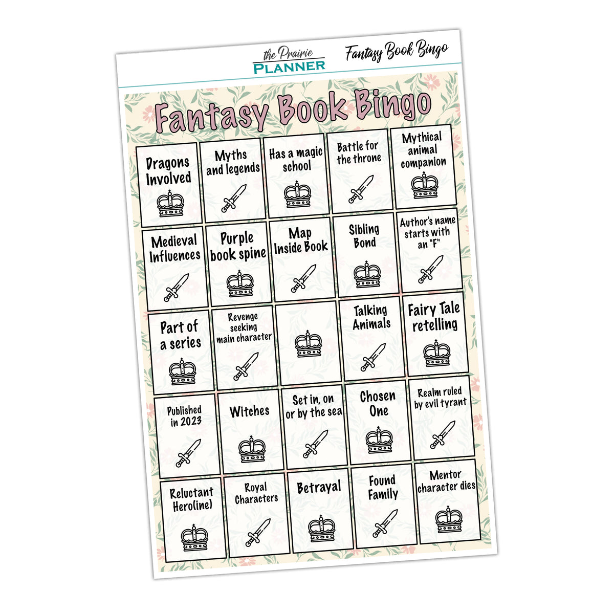Fantasy Book Bingo – the Prairie Planner