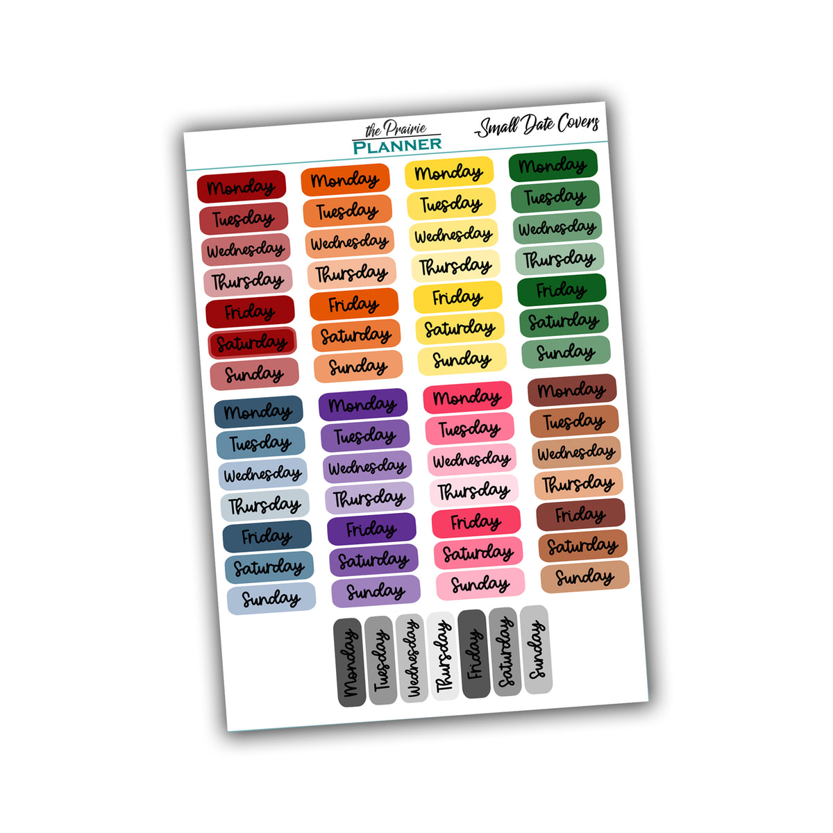 Small Date Covers – the Prairie Planner