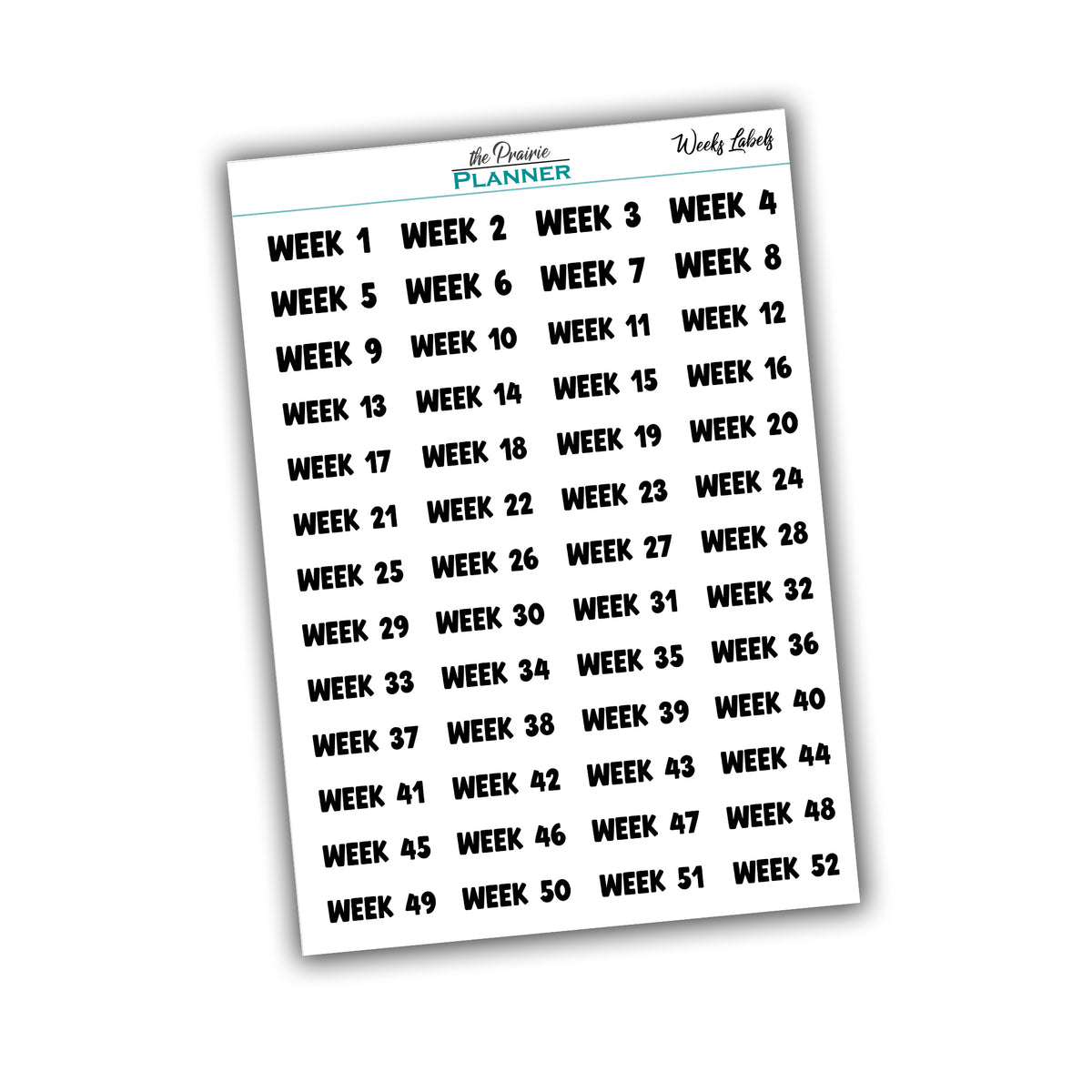 Weeks Labels – the Prairie Planner